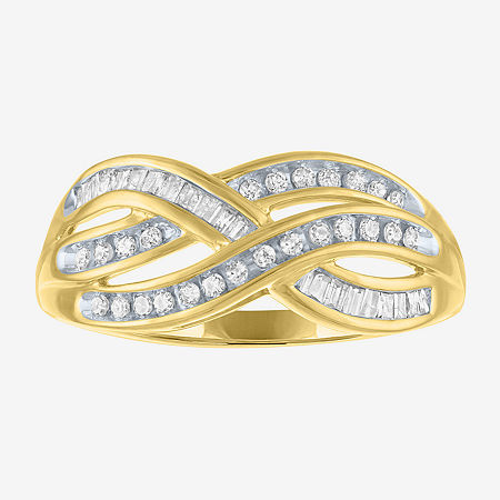 Click here for 1/3 CT. T.W. Diamond 10K Gold Swirl Ring  8  Yello... prices