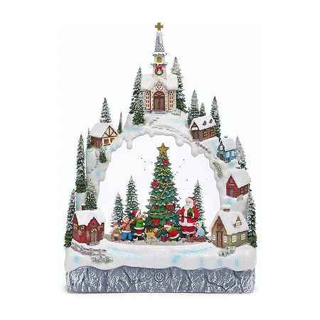 Click here for Roman 11.25in Lighted Swirl Village Christmas Tabl... prices