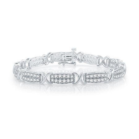 Click here for 10K White Gold Solid Link Bracelet  One Size prices