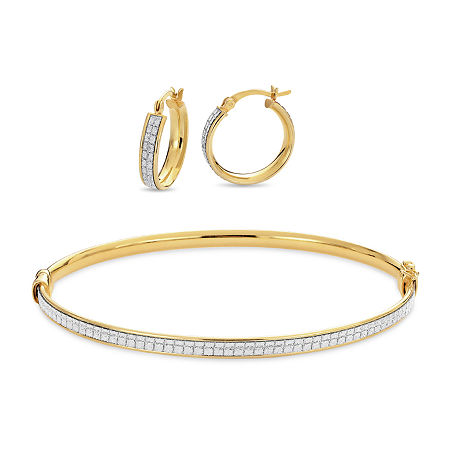Click here for 18k Gold Over Sterling Silver Glitter Hoop Earring... prices