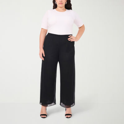MSK Womens Mid Rise Wide Leg Palazzo Pant-Plus, Color: Black - JCPenney