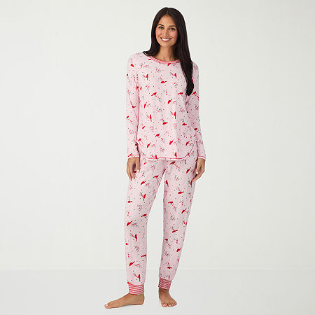 Cuddl Duds Womens 2-Piece Brushed Sweater Knit Long Sleeve Jogger Pajama Set - Pk/novel
