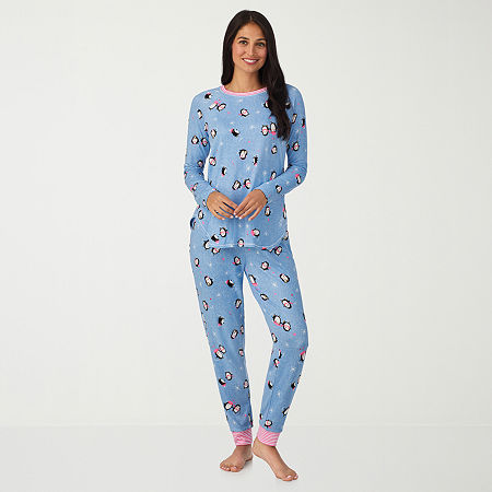 Cuddl Duds Womens 2-Piece Brushed Sweater Knit Long Sleeve Jogger Pajama Set - Novel Pt