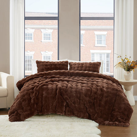 Brooklyn Loom Bubble Faux Fur 2-Pc. Comforter Set  Twin/Twin Xl - Brown