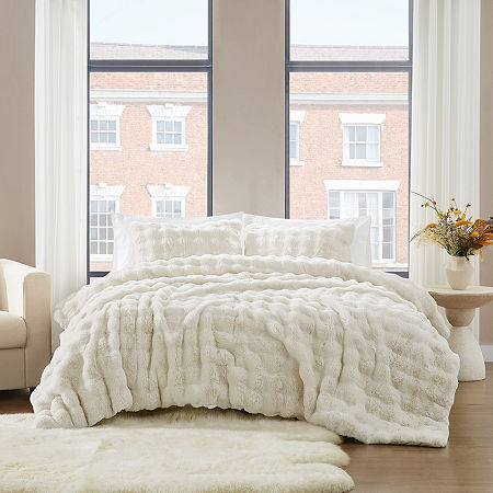 Brooklyn Loom Bubble Faux Fur 3-Pc. Comforter Set  King - Ivory