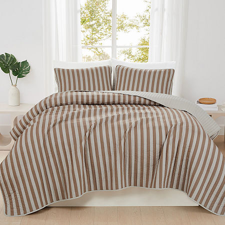 Truly Soft Weston Stripe 3-Pc. Quilt Set  King - Brown