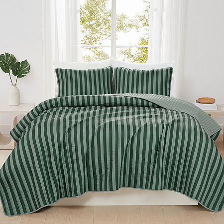 Truly Soft Weston Stripe 3-Pc. Quilt Set  King - Green