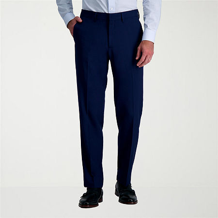 Haggar Mens Premium Comfort Straight-Fit 4-Way Stretch Wrinkle-Free Flat-Front Dress Pants - Midnight