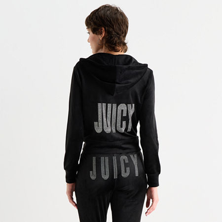 Juicy By Juicy Couture Womens Juniors Hooded Lightweight Track Jacket  Xx-large  Black