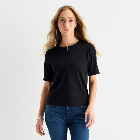 Click here for Liz Claiborne Womens Elbow Sleeve Regular Fit Henl... prices