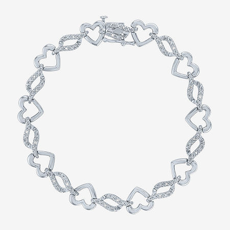 Click here for 1/10 CT. TW. Diamond Sterling Silver Heart Tennis... prices