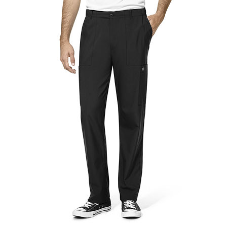 Wink Mens W123 Flat Front Cargo Scrub Pant - Black