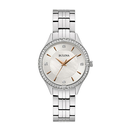 Click here for Bulova Womens Embellished Silver-Tone Stainless St... prices