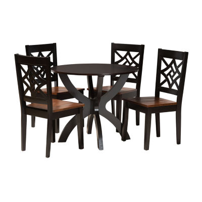 Ani Dining Room Collection 5-pc. Round Dining Set, Color: Dk Brown ...