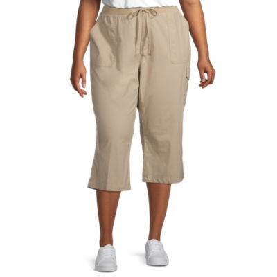 St. John's Bay Mid Rise Plus Utility Cargo Capris, Color: Biscotti ...