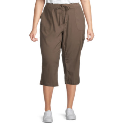 St. John's Bay Mid Rise Plus Utility Cargo Capris, Color: Taupe Shadow ...