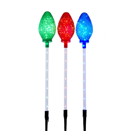 Click here for Kurt Adler Set Of 3 27.2 Led Facet Stakes Christma... prices