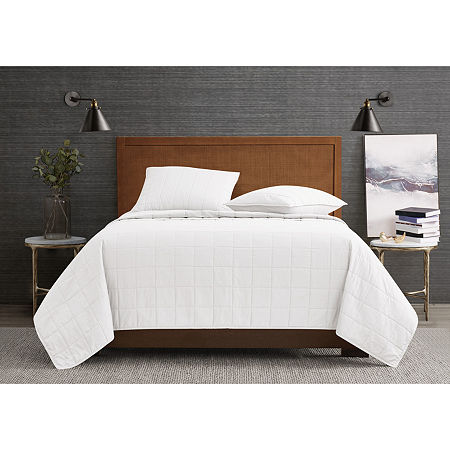 London Fog Solid 2 Piece Quilt Set  Twin - White