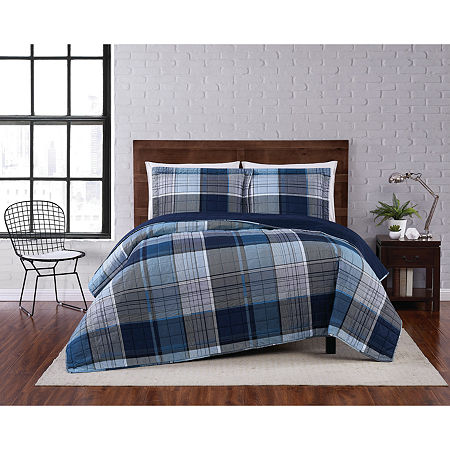 Truly Soft Trey Plaid 2-Pc. Quilt Set  Twin Xl - Blue