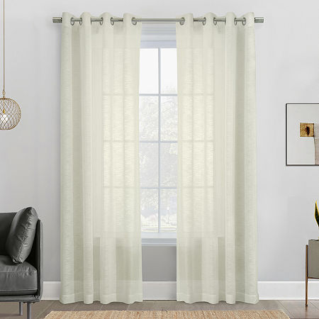 Click here for Boucle Grommet Top Sheer Single Curtain Panel  One... prices