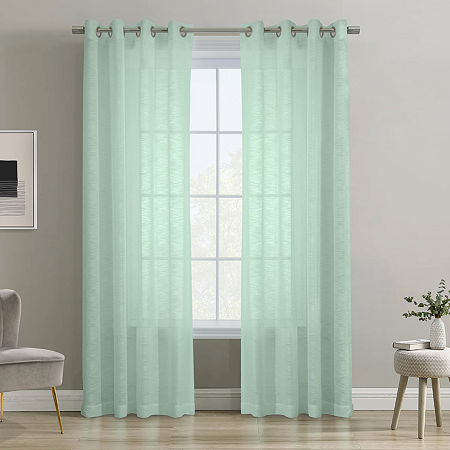 Click here for Boucle Grommet Top Sheer Single Curtain Panel  One... prices