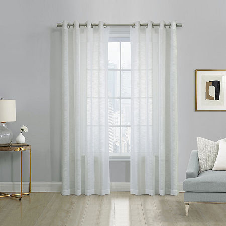 Click here for Boucle Grommet Top Sheer Single Curtain Panel  One... prices