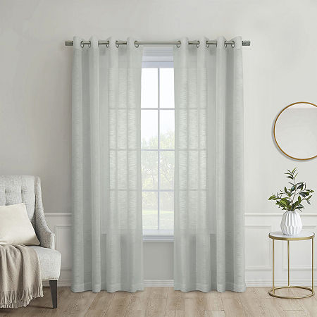 Click here for Boucle Grommet Top Sheer Single Curtain Panel  One... prices
