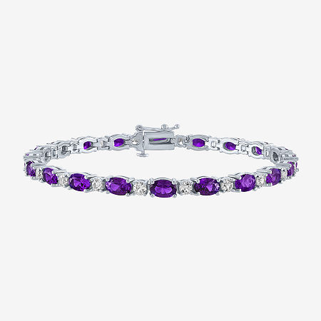 Click here for Gemstone Sterling Silver Oval 7.5 Inch Tennis Brac... prices