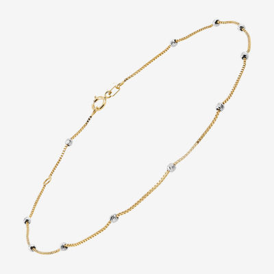 14K Two Tone Gold 10 Inch Box Ankle Bracelet - JCPenney