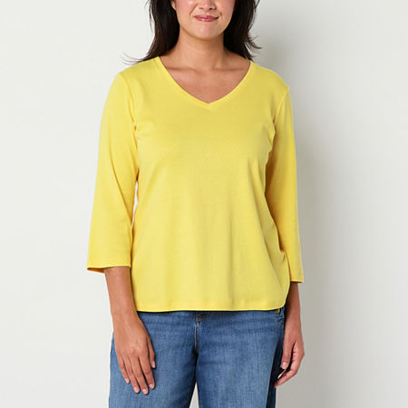 Click here for St. Johns Bay Womens V Neck 3/4 Sleeve T-Shirt  Me... prices