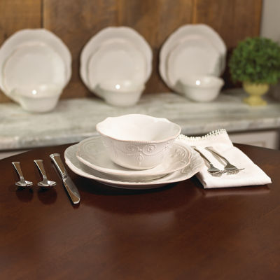 Lenox French Perle White 12-pc. Stoneware Dinnerware Set, Color: White ...