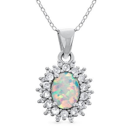 Click here for Womens Lab Created White Opal Sterling Silver 18 I... prices