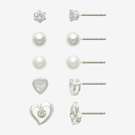Click here for Mixit Womens Simulated Pearl Heart Round Hypoaller... prices