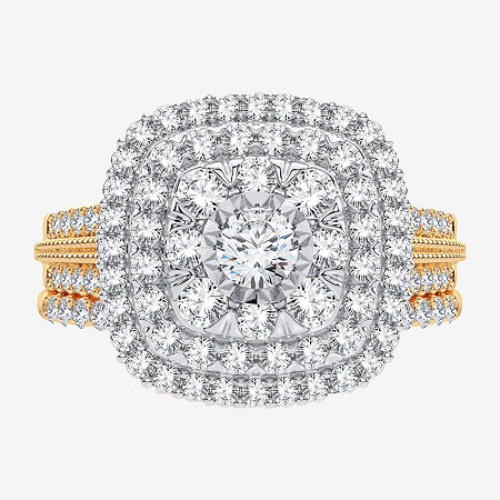 Click here for 1 CT. T.W. Natural Diamond Cushion Side Stone Halo... prices
