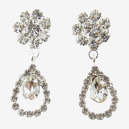 Click here for Vieste Rosa Womens Crystal Flower Drop Earrings  O... prices