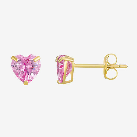 Click here for Pink Cubic Zirconia 10K Gold 6mm Heart Stud Earrin... prices