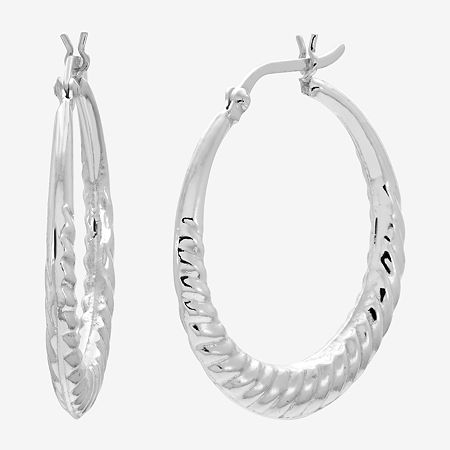 Click here for Womens Sterling Silver 28.7mm Hoop Earrings  One S... prices