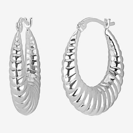 Click here for Croissant Womens Sterling Silver 26mm Round Hoop E... prices