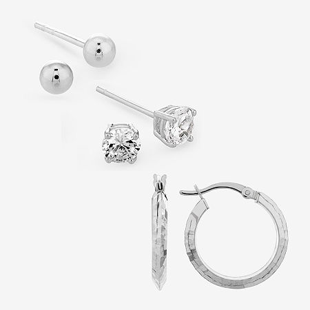 Click here for Womens Cubic Zirconia Sterling Silver Ball 3 Pair... prices