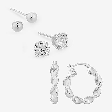 Click here for Womens Cubic Zirconia Sterling Silver Ball 3 Pair... prices