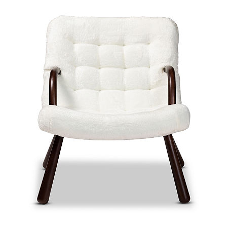 Baxton Studio 26.8 Eisa Modern and Contemporary Sherpa Upholstered Accent Chair - White  Black
