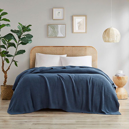Click here for Ink+Ivy Bree Classic Knit Blanket  King - Indigo prices