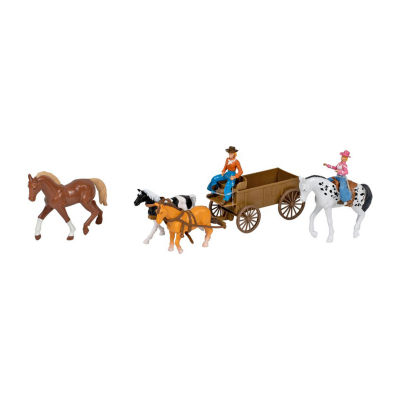 New Ray Valley Ranch Barn Horse Set 15-pc. Toy Playset, Color: Multi ...