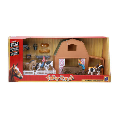 New Ray Valley Ranch Barn Horse Set 15-pc. Toy Playset, Color: Multi ...