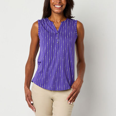 Click here for Liz Claiborne Womens Split Crew Neck Sleeveless Ta... prices