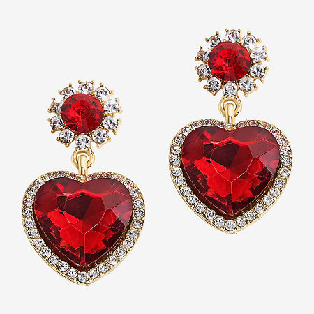 Click here for Bijoux Bar Gold Tone Womens Red Heart Drop Earring... prices