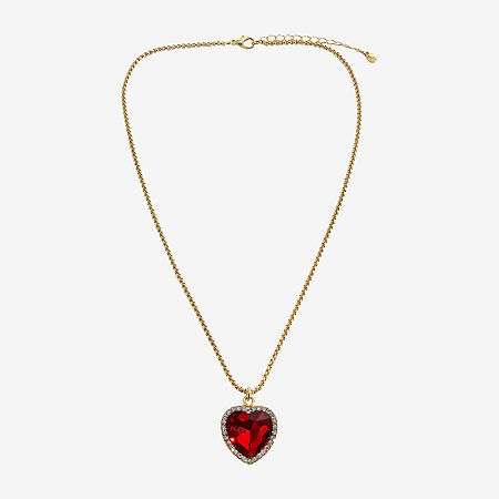 Click here for Bijoux Bar Gold Tone Womens Red Heart 18 Inch Pend... prices