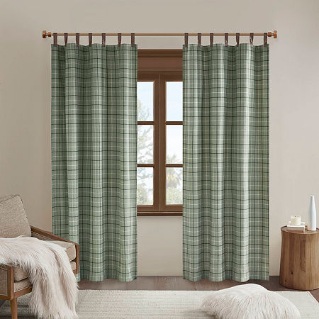 Madison Park Salford Tab Top Light-Filtering Single Curtain Panel  One Size  Green