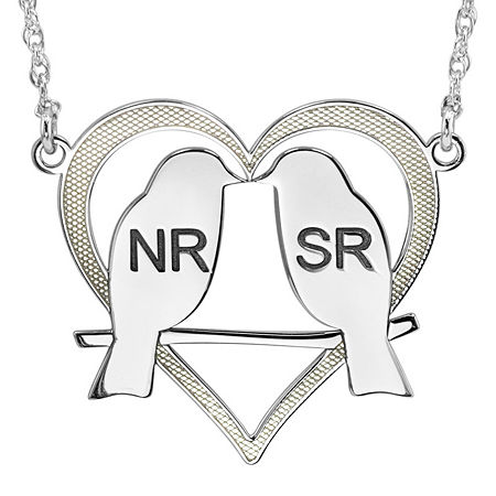 Click here for Personalized 25mm Love Birds Heart Couples Necklac... prices
