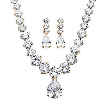 Click here for DiamonArt Womens 2-pc. White Cubic Zirconia 14K Go... prices